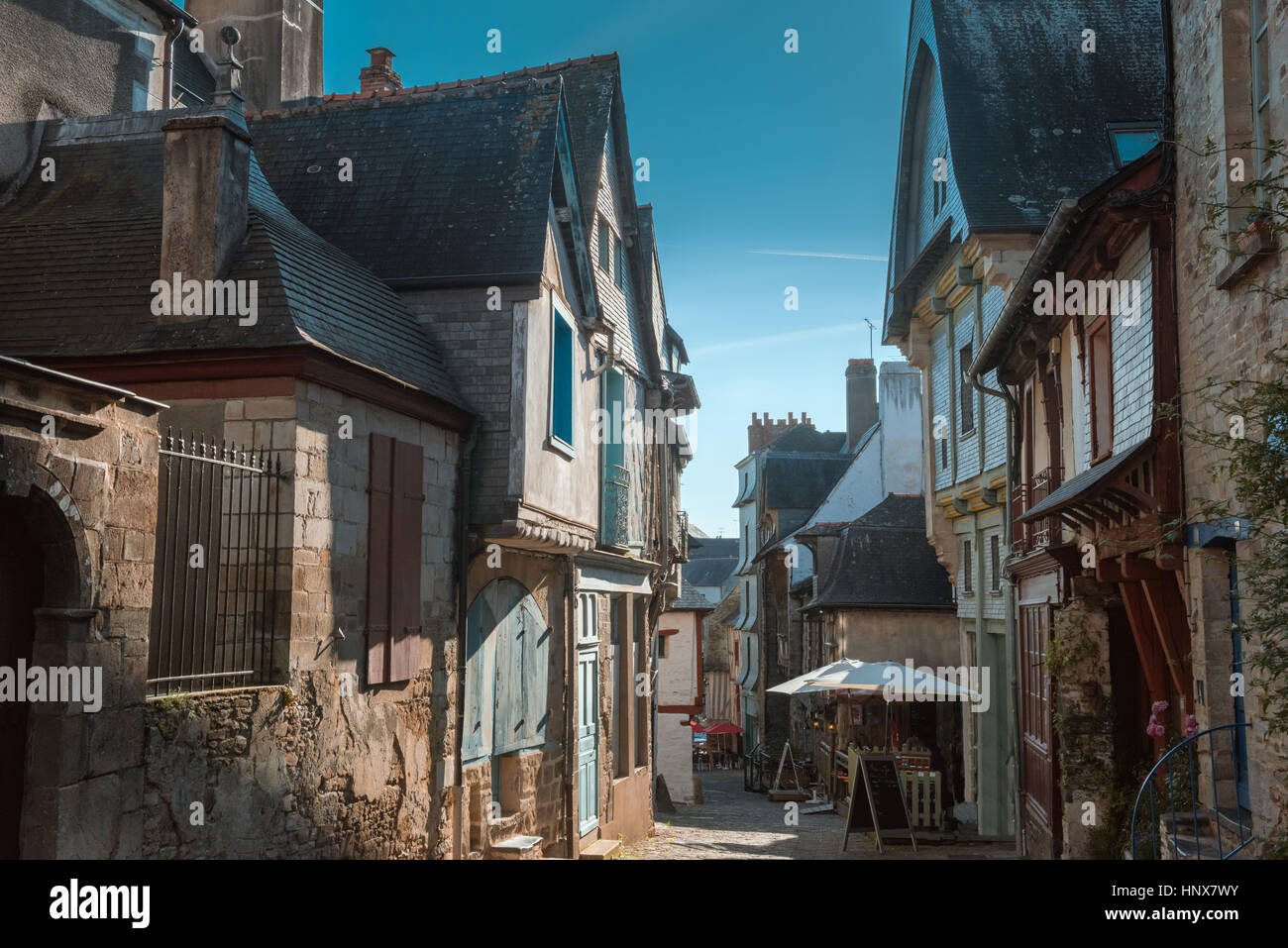 street in old Breton Brittany town Vitre, ille-et-vilaine, France Stock ...