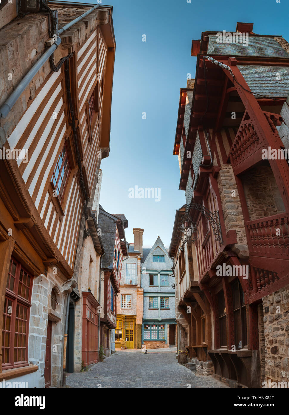 street in old Breton Brittany town Vitre, ille-et-vilaine, France Stock ...