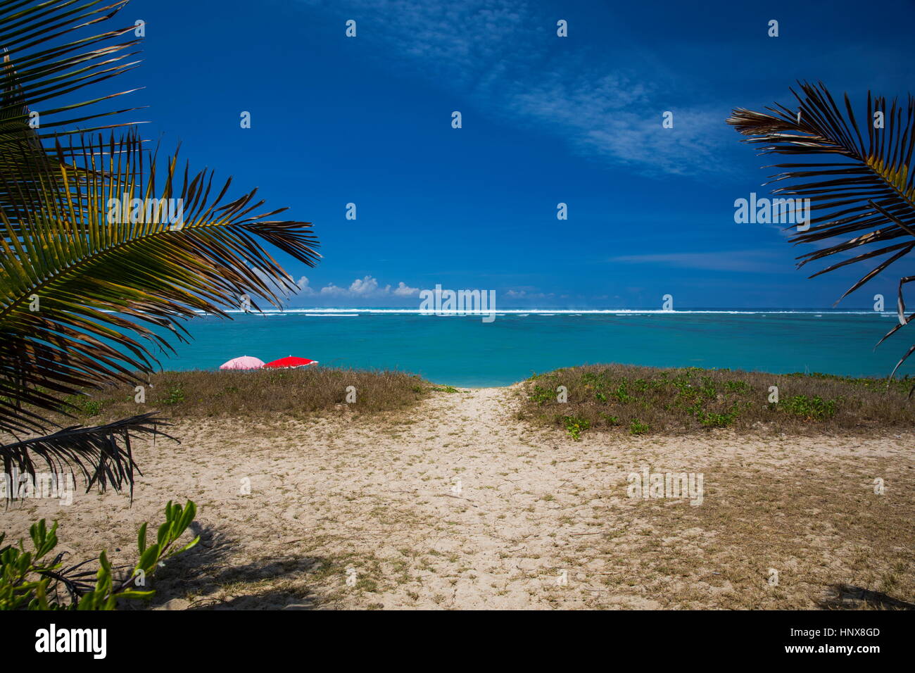 View of beach and Indian Ocean, Reunion Island Stock Photo - Alamy