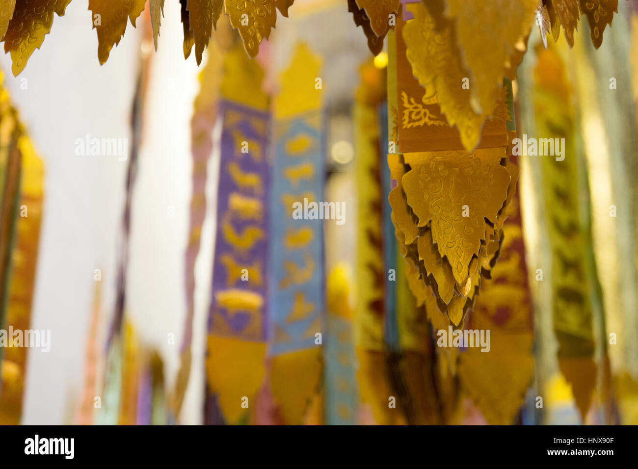 traditional paper flag decoration in northern thailand style Stock ...