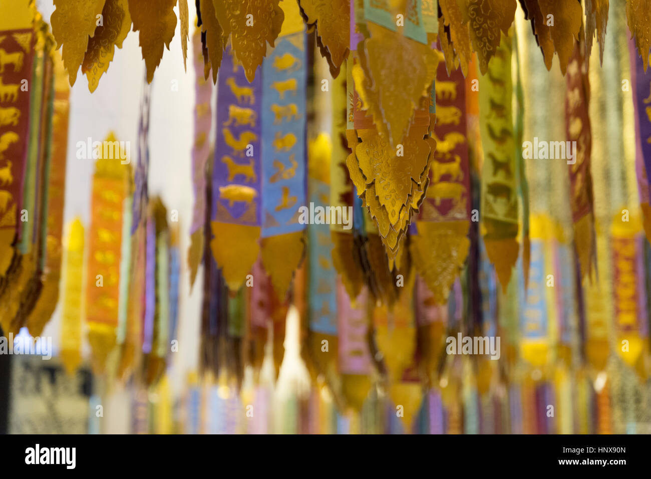 traditional paper flag decoration in northern thailand style Stock ...