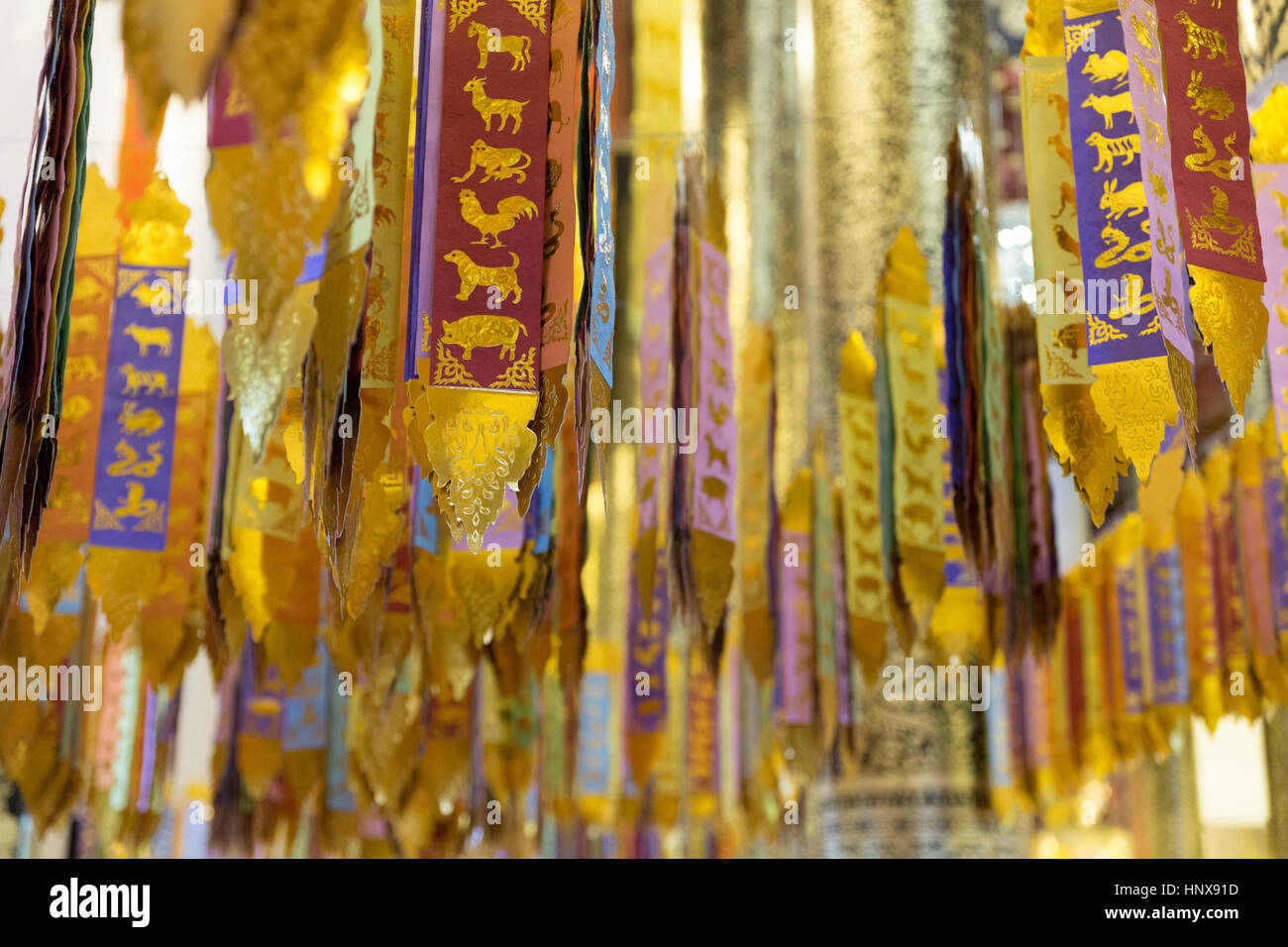 traditional paper flag decoration in northern thailand style Stock ...