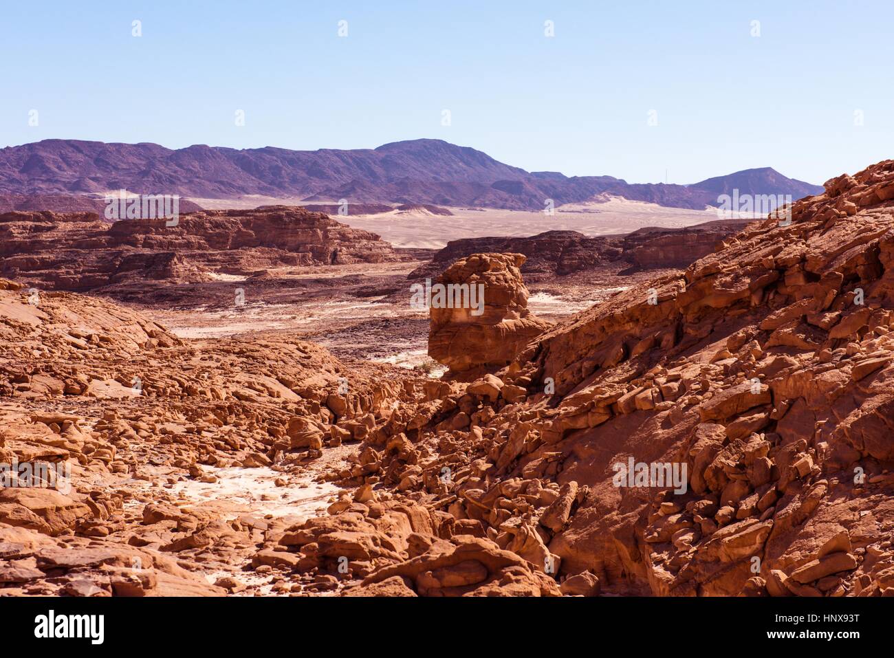 Egypt Sinai desert view Rocky hills Blue sky Stock Photo - Alamy