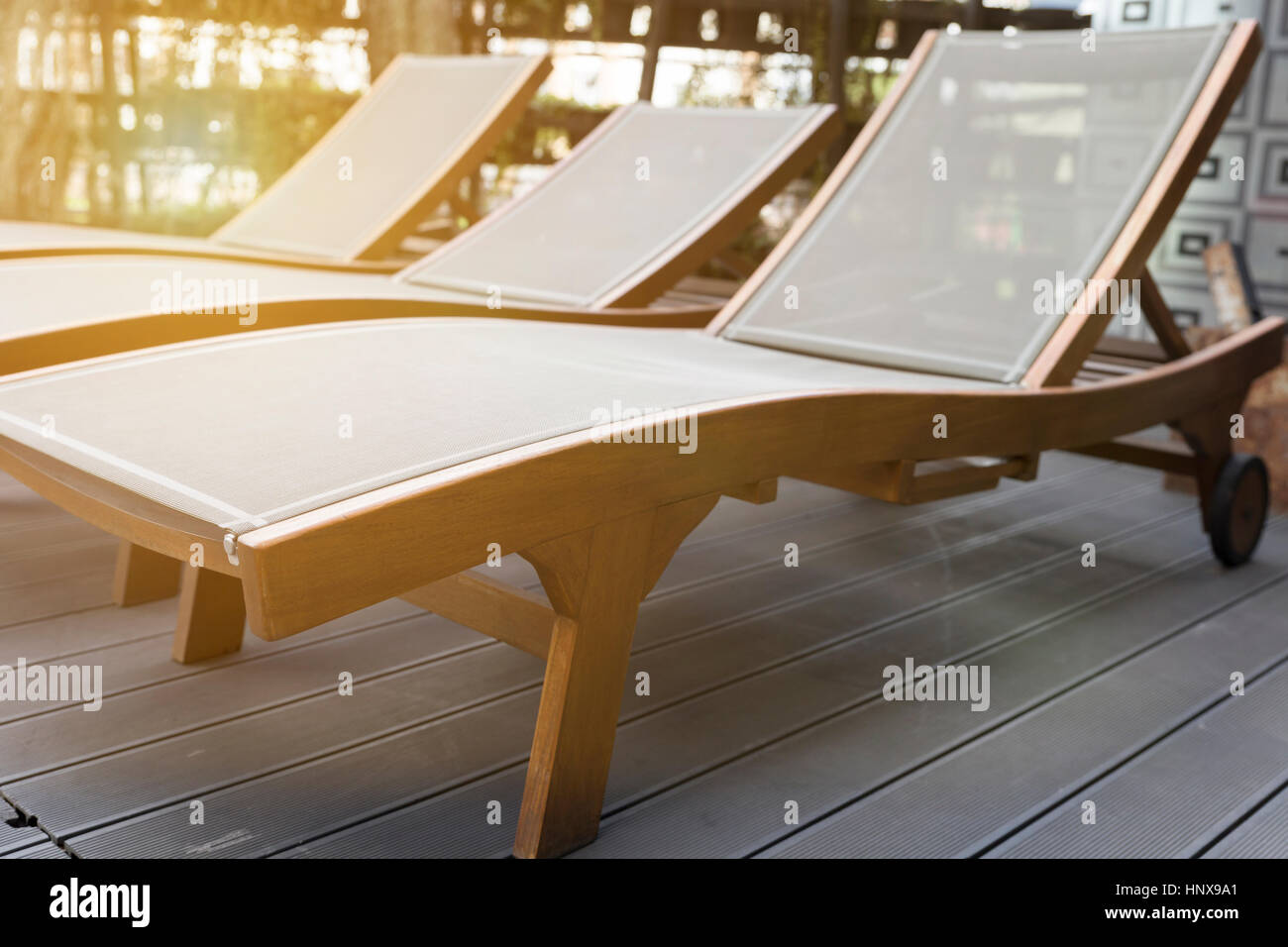 bed chair for resting and relaxing on deck Stock Photo - Alamy