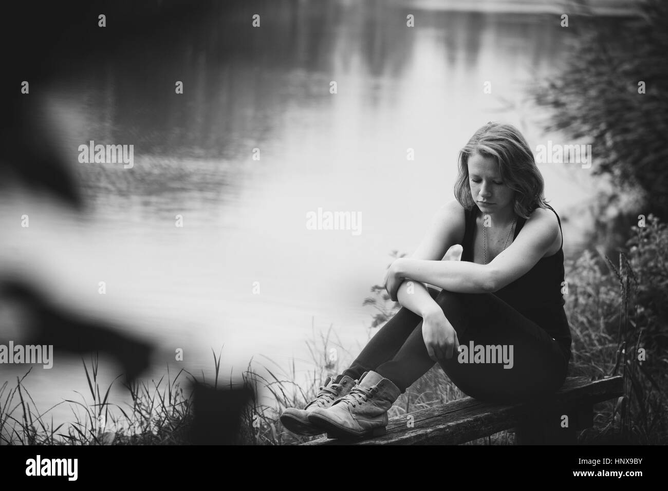 Sad depressed teen girl concept Stock Photo - Alamy