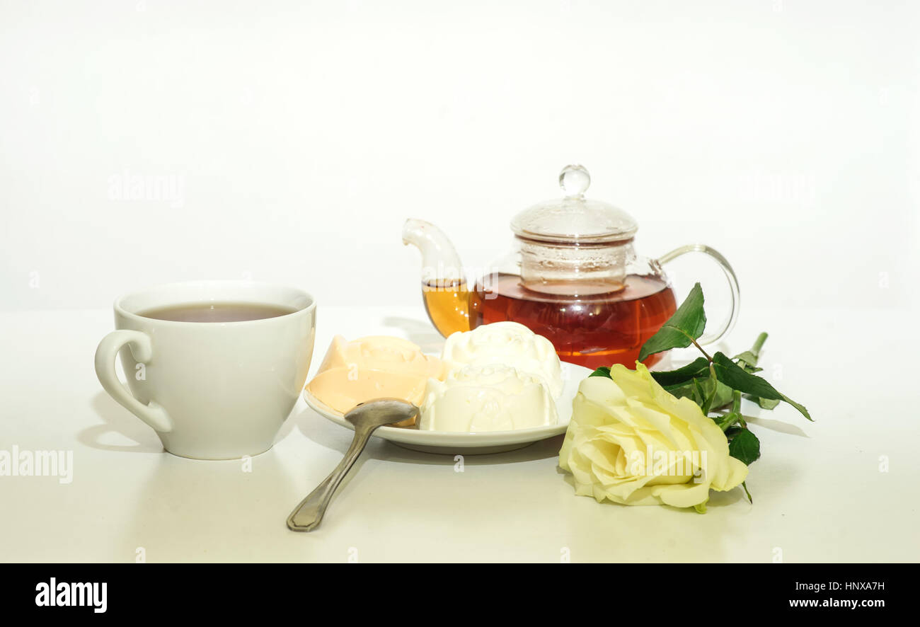A tea with kiss dessert Stock Photo - Alamy