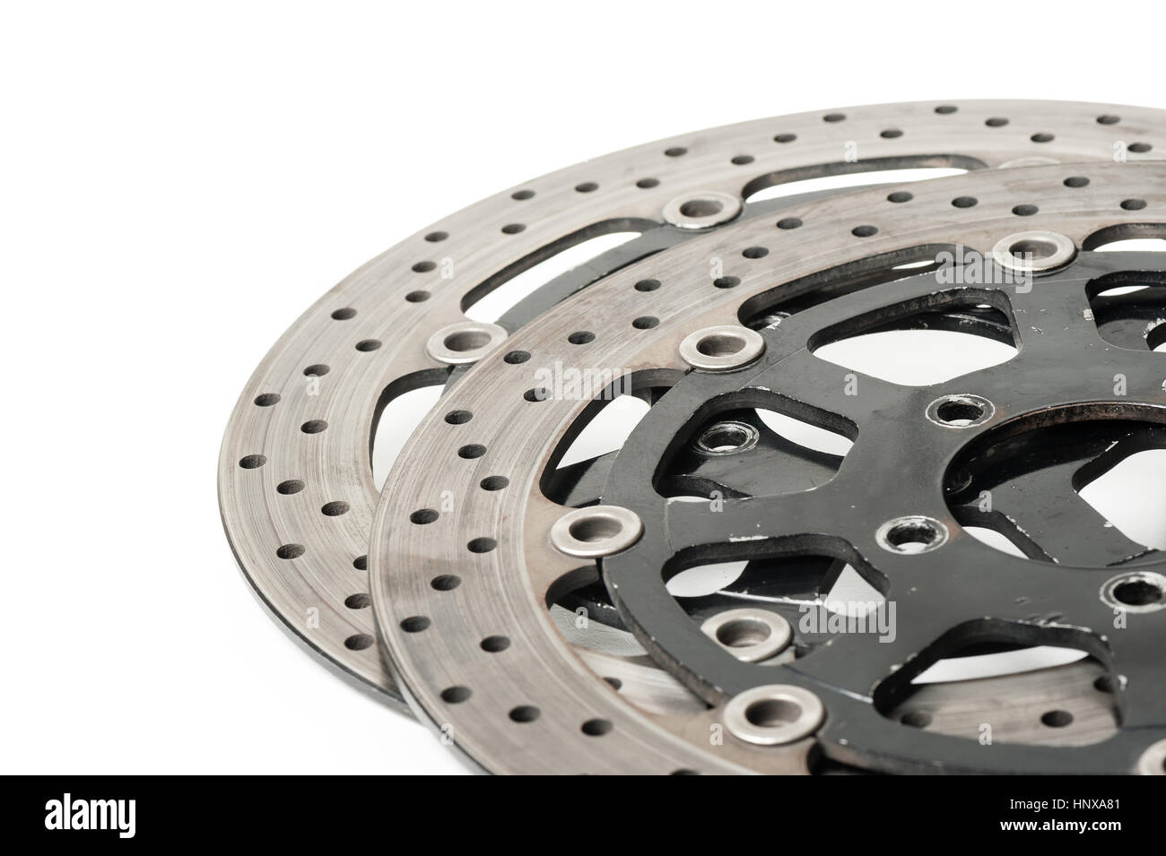 closeup old motorcycle disc break on white background Stock Photo - Alamy