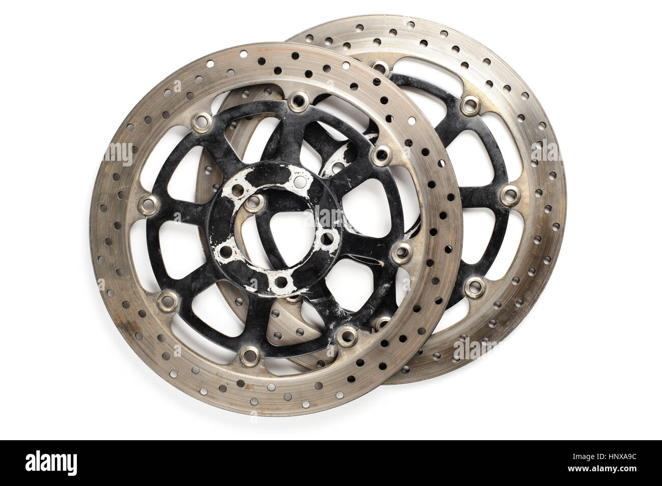 closeup old motorcycle disc break on white background Stock Photo - Alamy