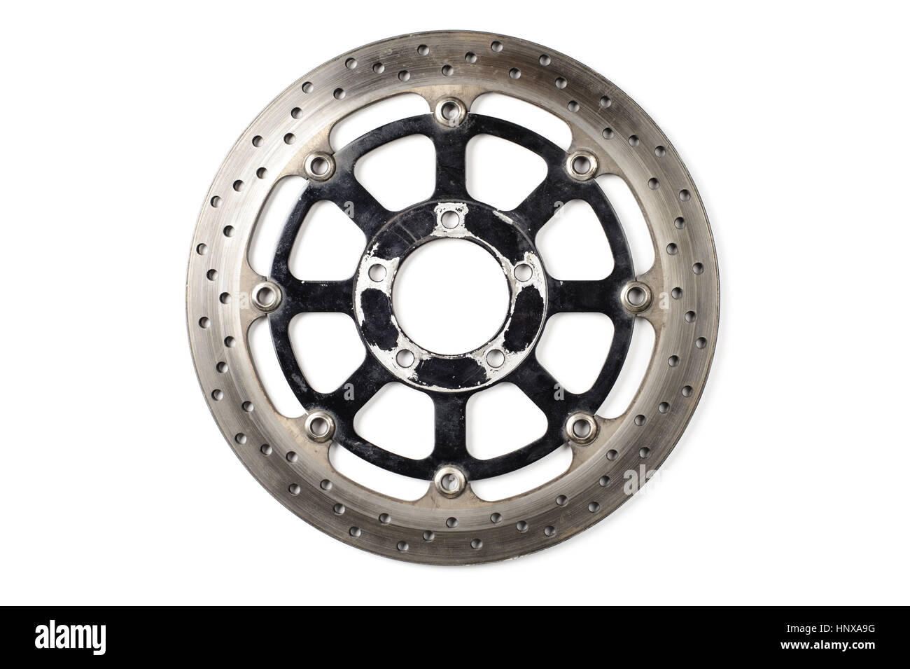 closeup old motorcycle disc break on white background Stock Photo - Alamy