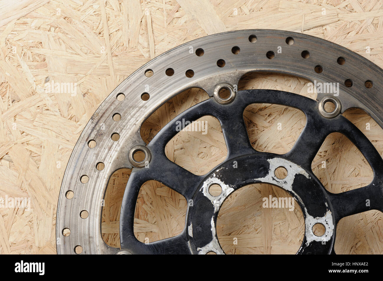 closeup old motorcycle disc break, vehicle parts Stock Photo - Alamy