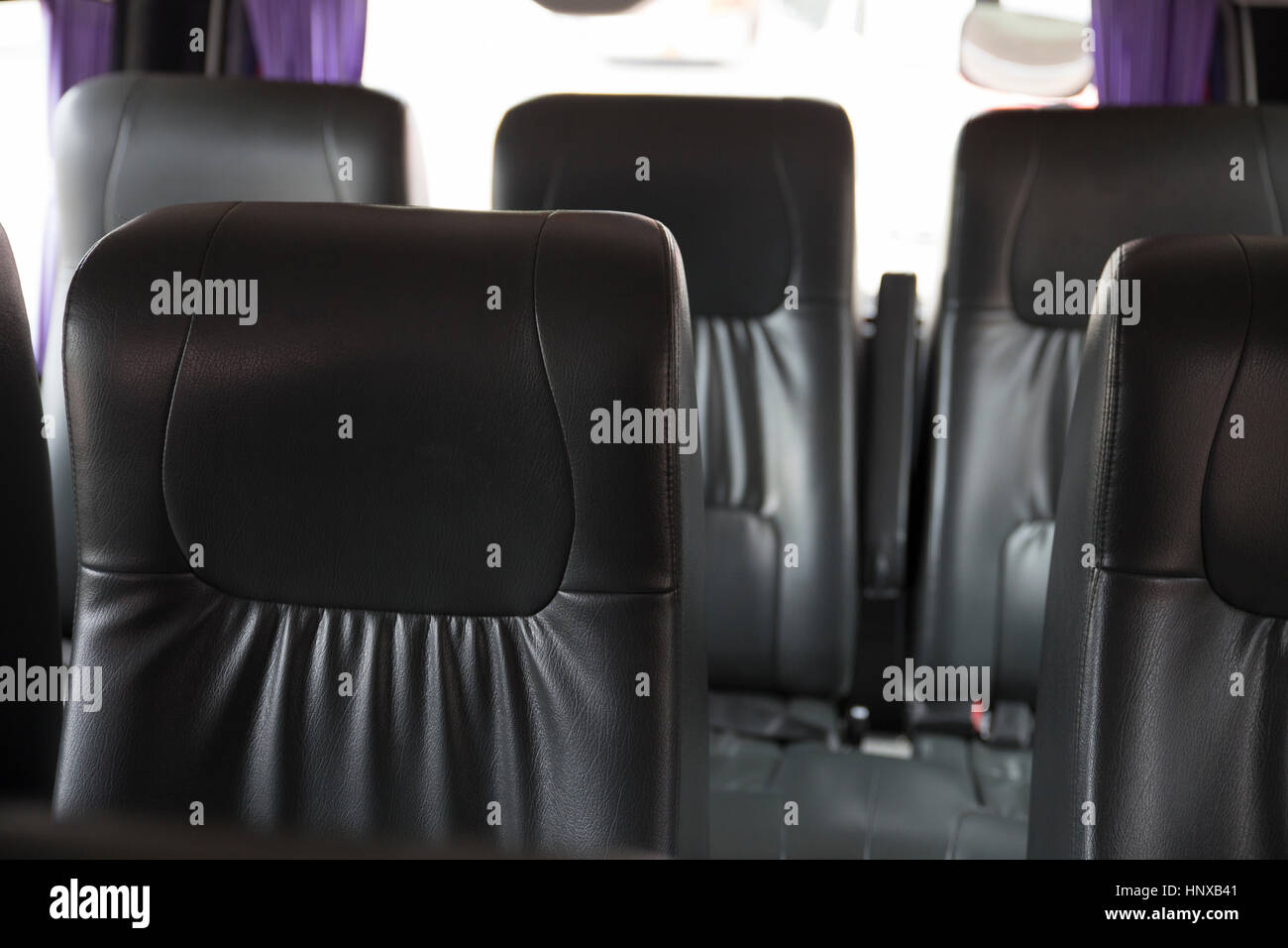 black leather vehicle passenger seat in van automobile Stock Photo - Alamy