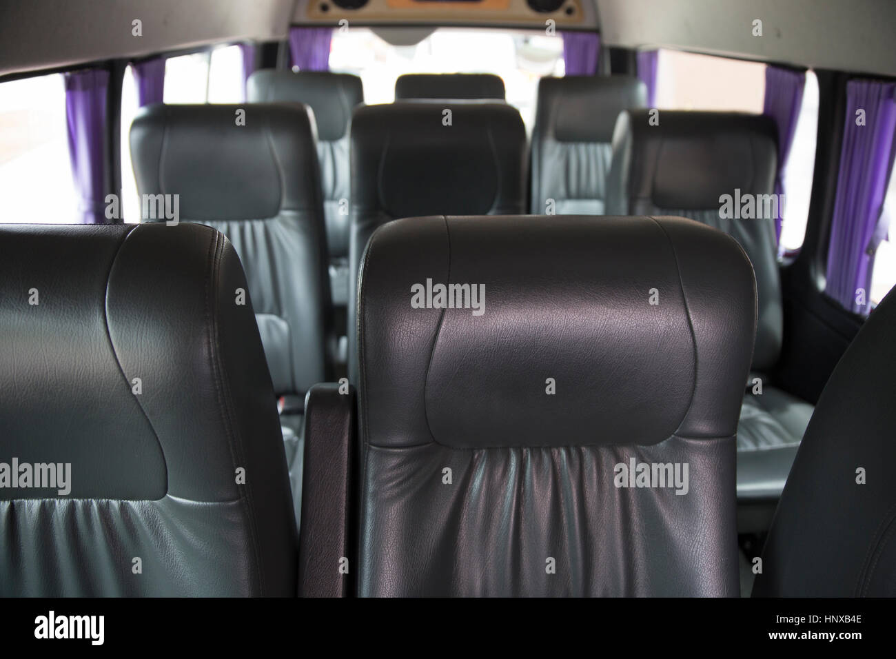 black leather vehicle passenger seat in van automobile Stock Photo - Alamy