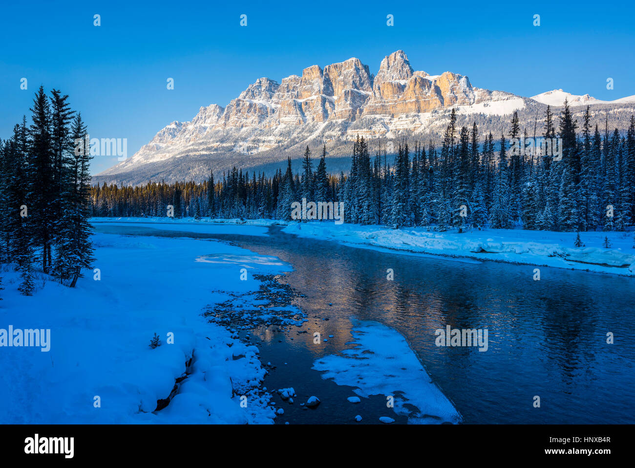 Castle Mountain, Bow River, Banff National Park, Alberta, Canada Stock Photo - Alamy