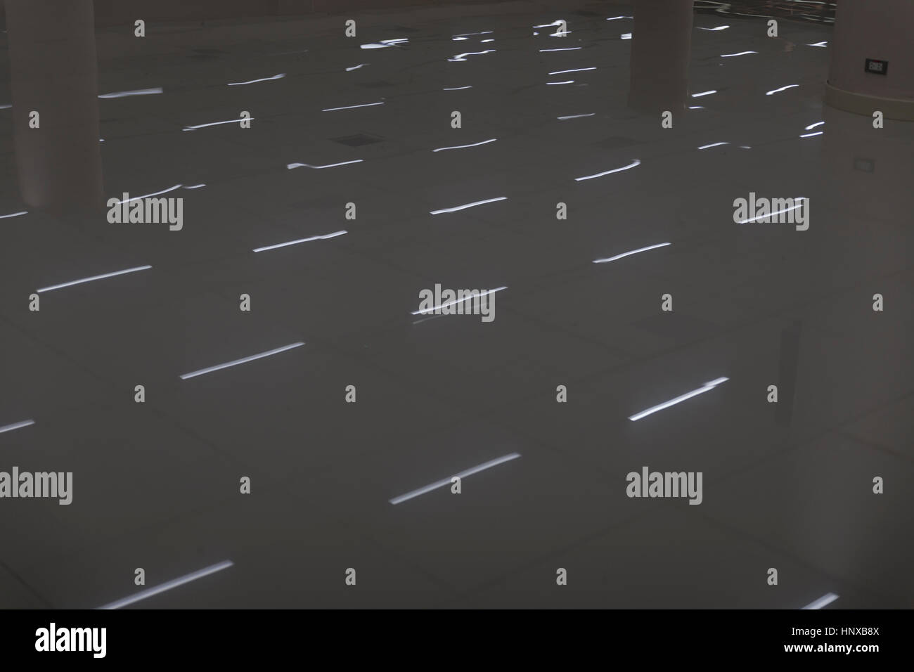 abstract background of reflection of fluorescent light bulb on tile ...