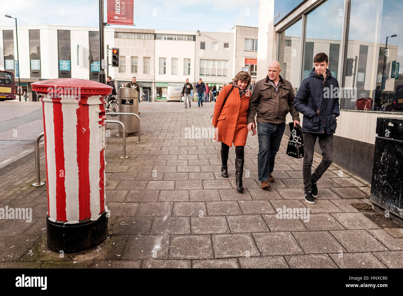 Southampton F.C. supporters paint white stripes on a Post Box after ...