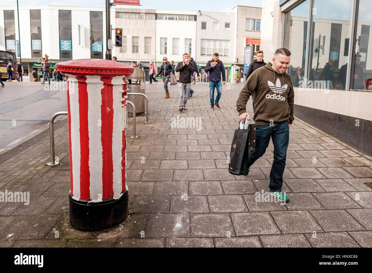 Southampton F.C. supporters paint white stripes on a Post Box after ...