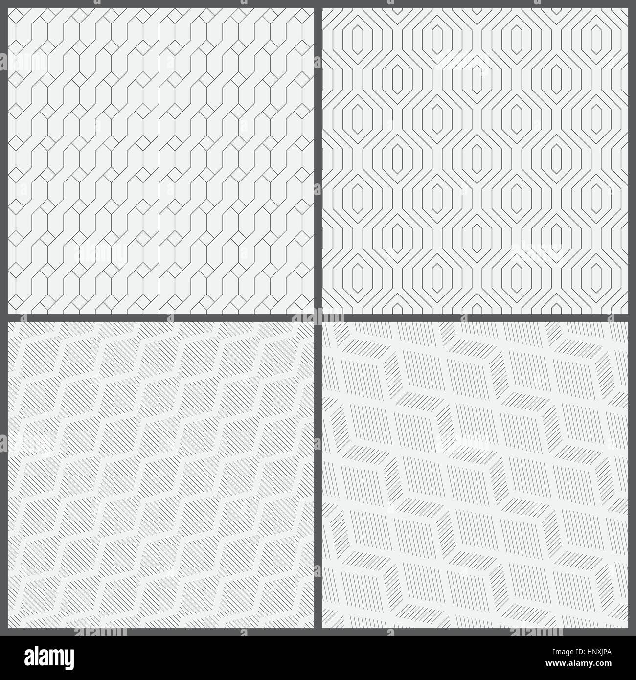 Seamless pattern. Collection of four simple linear textures. Monochrome ...