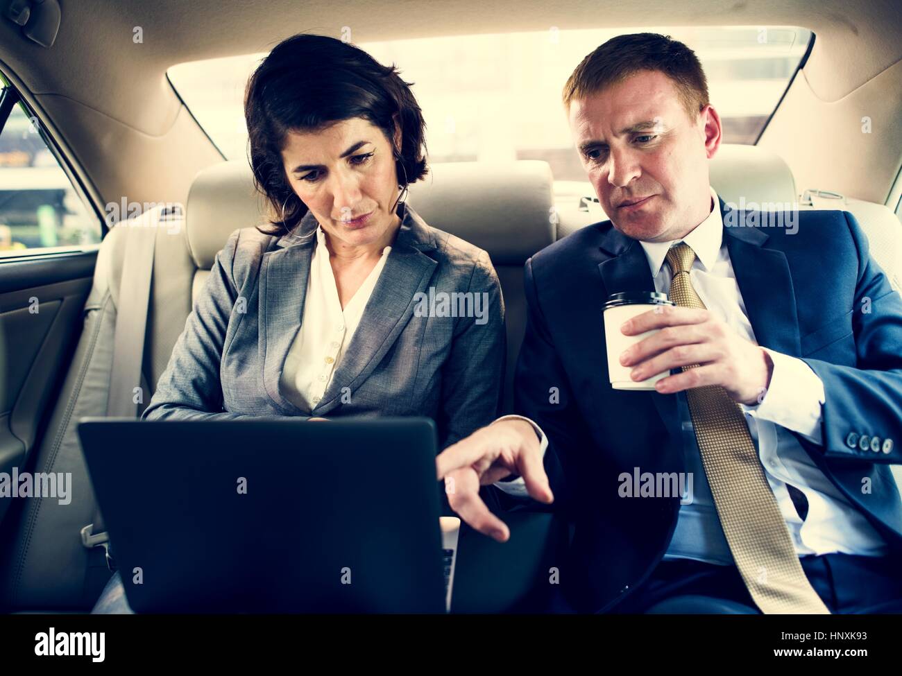 Business People Meeting Working Car Inside Stock Photo - Alamy