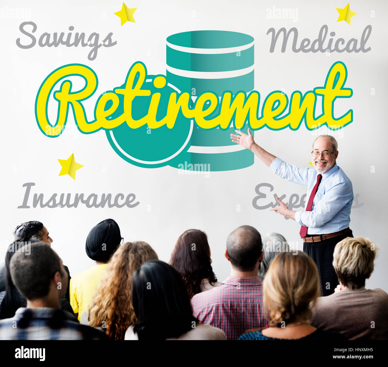 Retirement Senior Plan Coins Investment Graphic Concept Stock Photo - Alamy