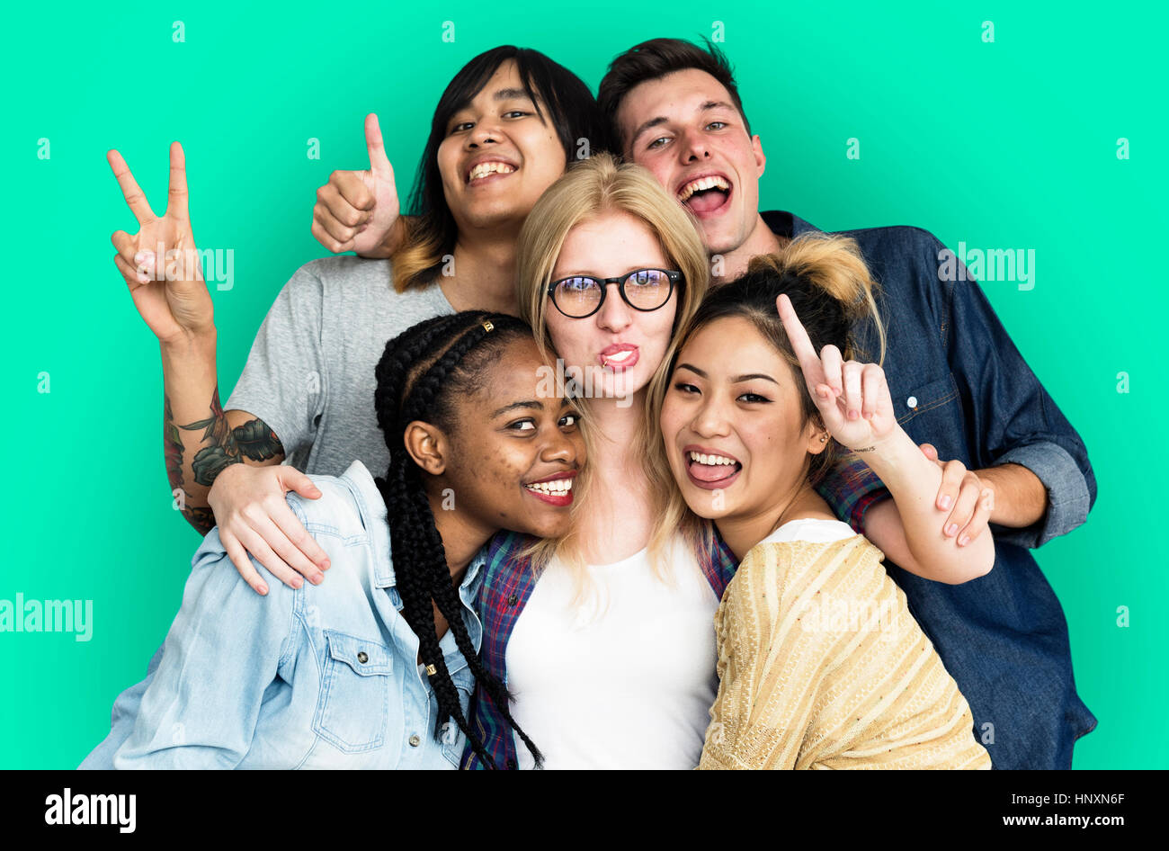 Group Friends Cheeky Happy Stock Photo - Alamy