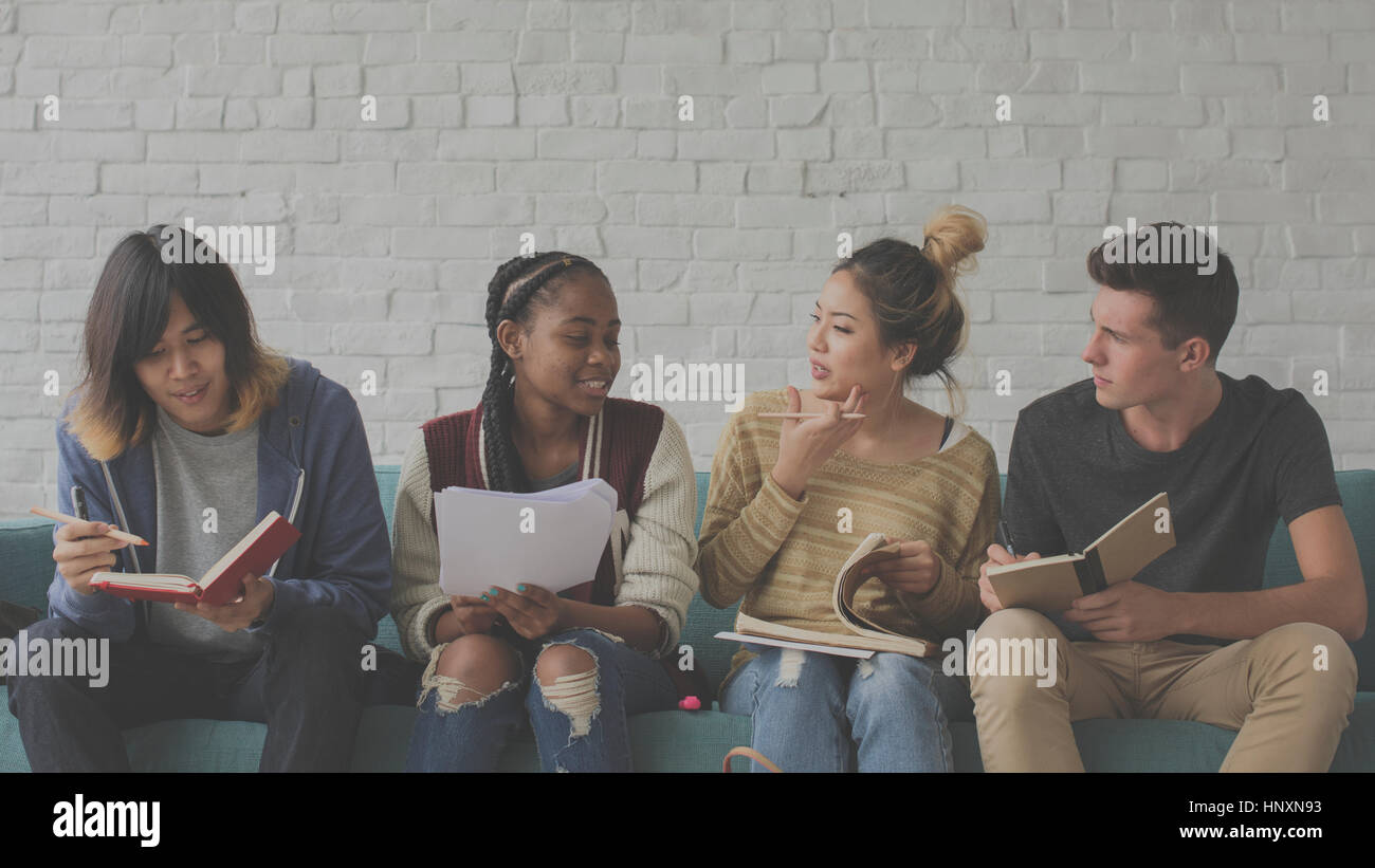 Diversity Students Friends Reading Knowledge Concept Stock Photo - Alamy
