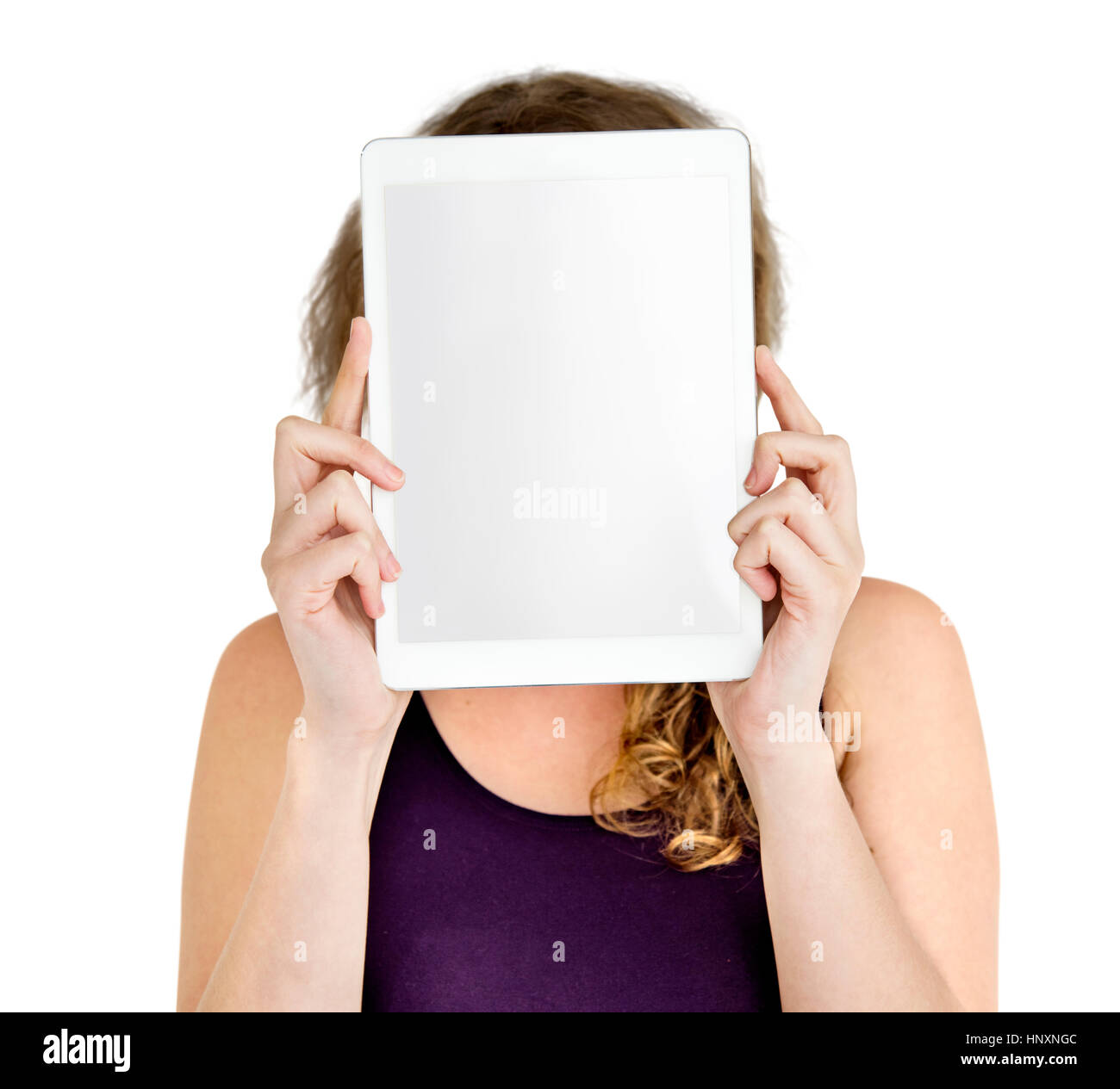 Person Holding Tablet Face Concept Stock Photo - Alamy