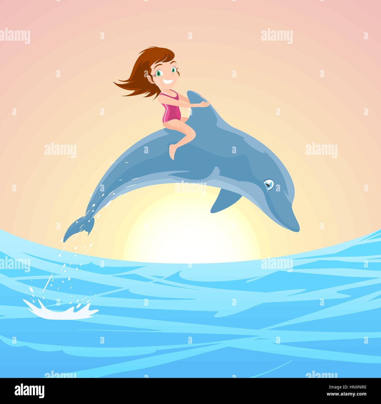 Cartoon Girl Dolphin