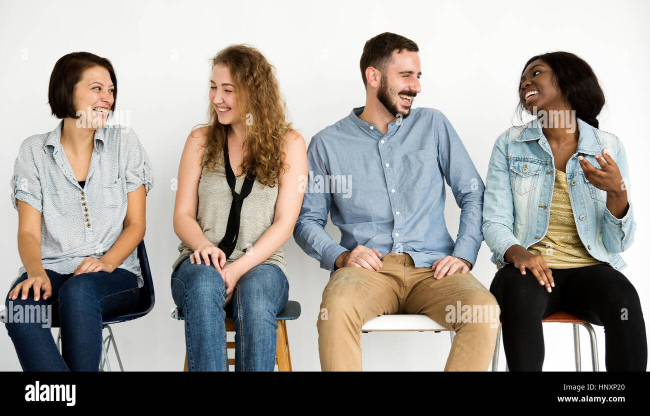 Diverse group of people connection studio shoot Stock Photo - Alamy