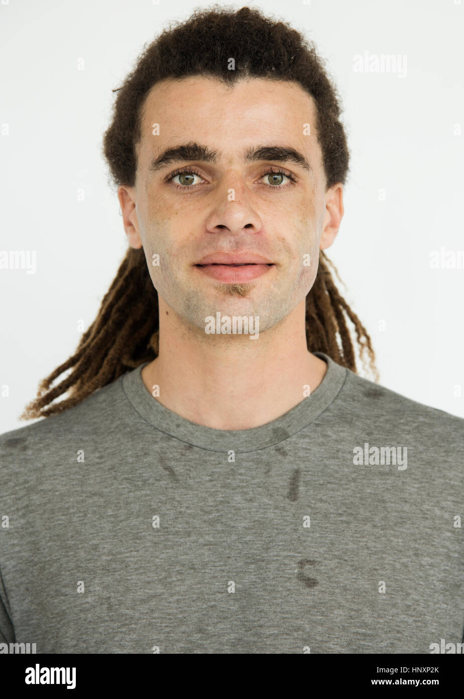 Guy with dreadlocks serious expression portrait Stock Photo - Alamy