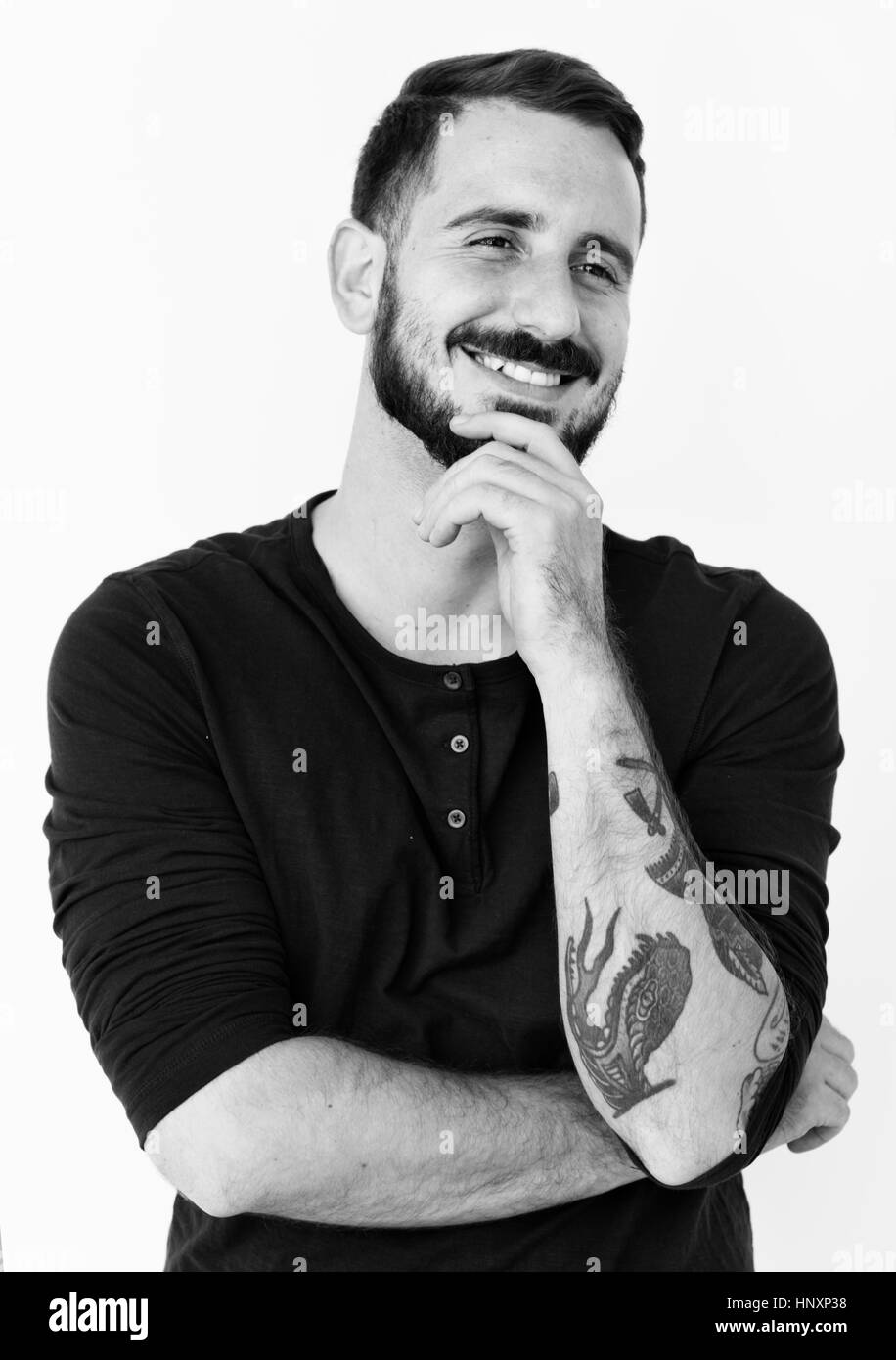 Touching beard Black and White Stock Photos & Images - Alamy