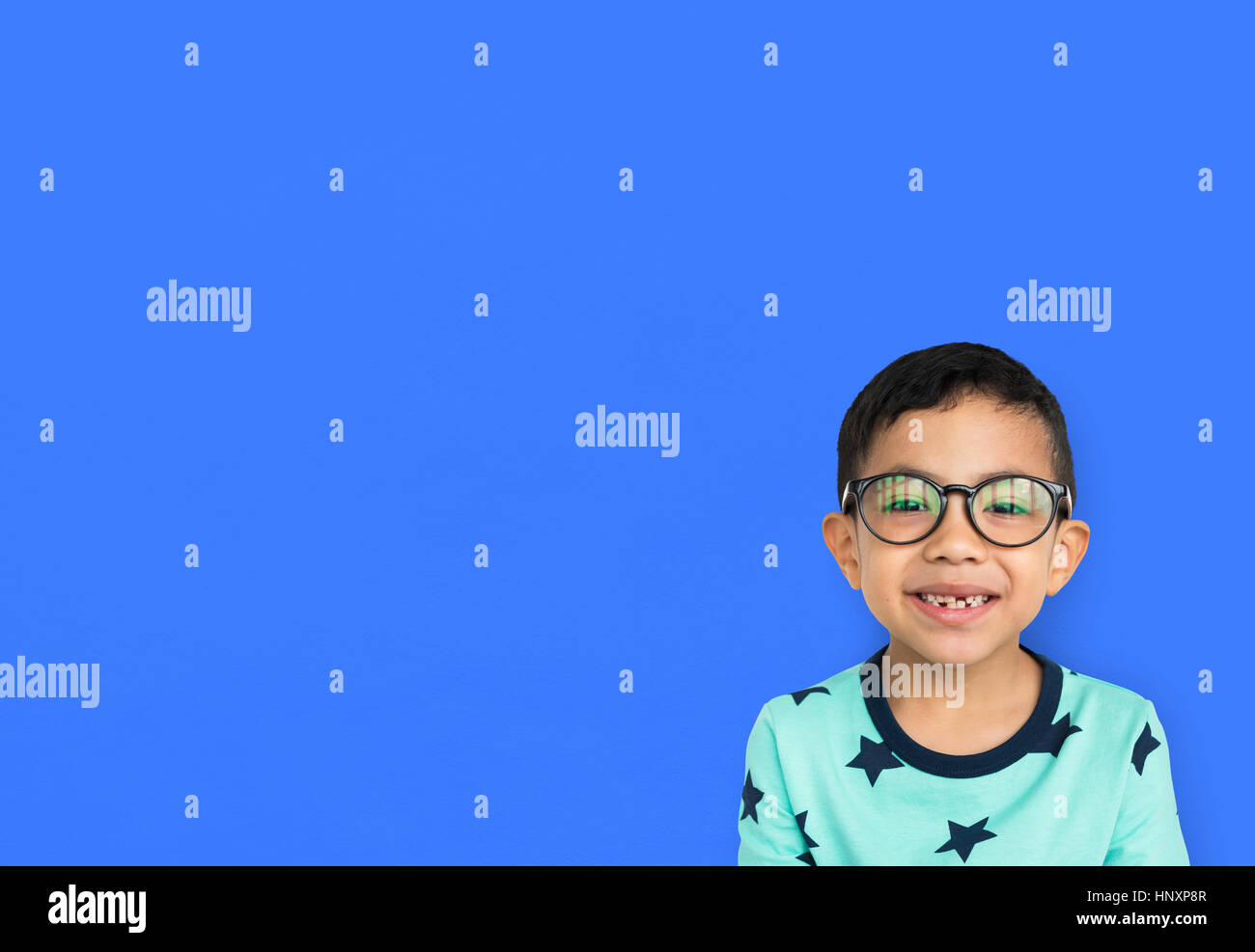 Little Boy Wear Glasses Smile Studio Stock Photo - Alamy