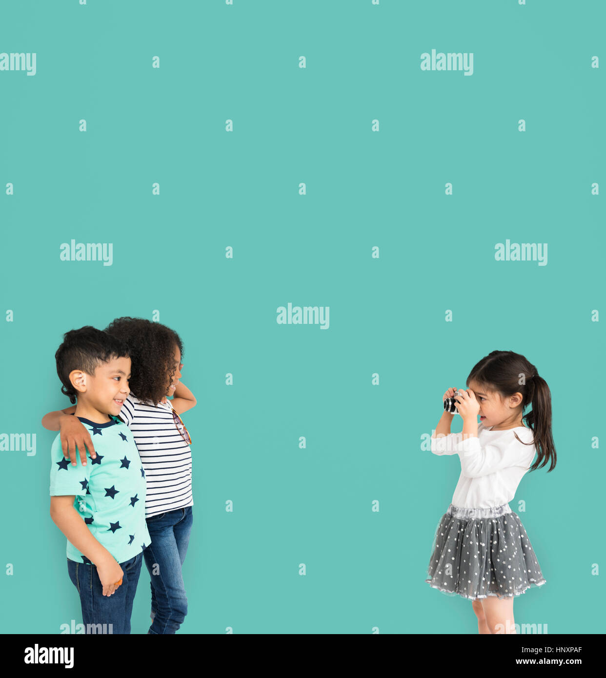 Little Children Taking Photo Friends Stock Photo - Alamy