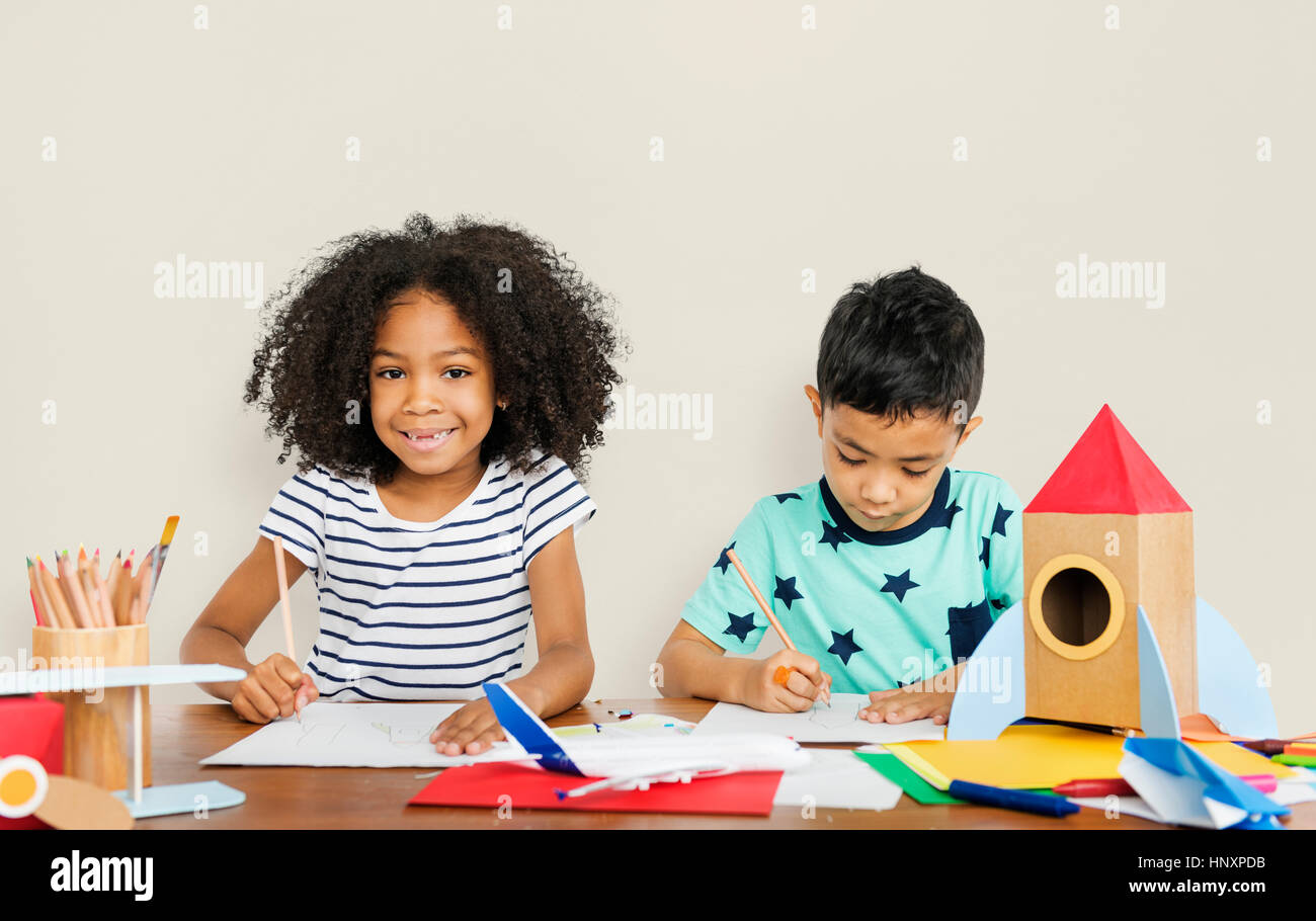 Little Children Drawing Sketching Concept Stock Photo - Alamy