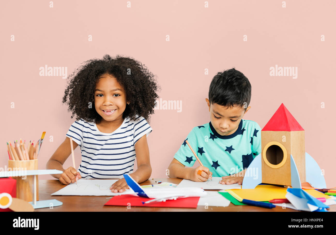 Little Children Drawing Sketching Concept Stock Photo - Alamy