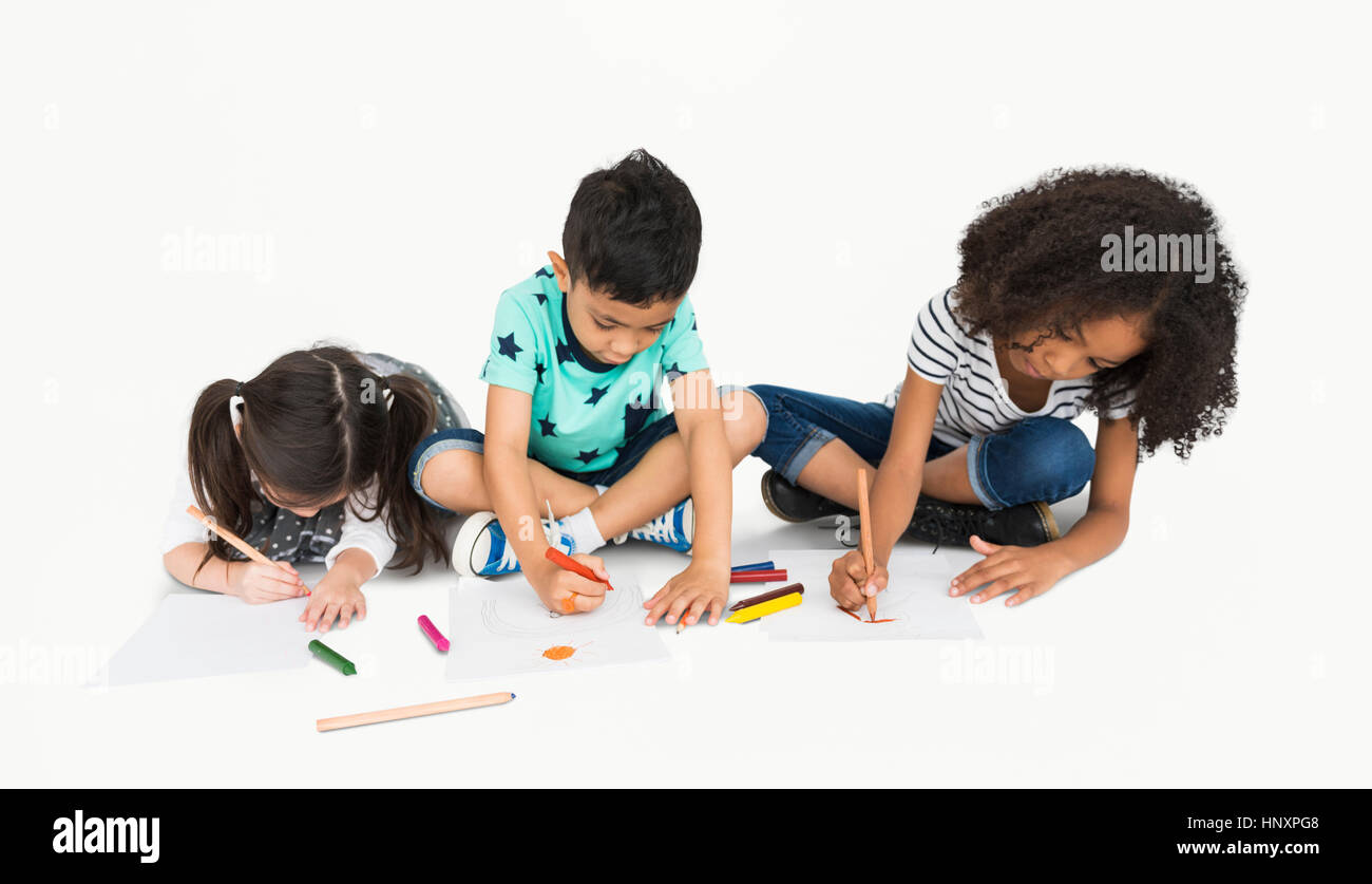 Little Children Drawing Sketching Concept Stock Photo - Alamy