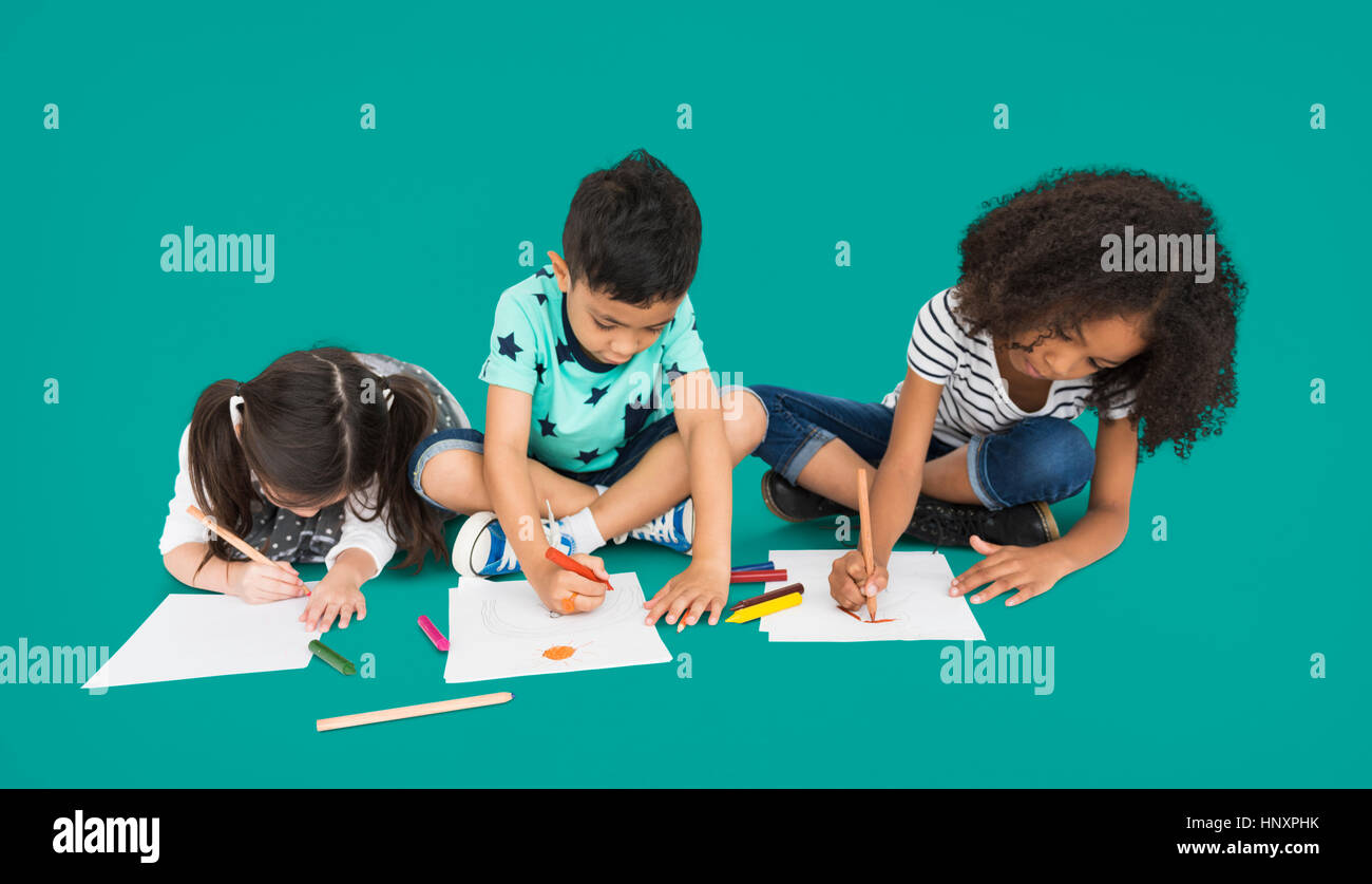 Little Children Drawing Sketching Concept Stock Photo - Alamy
