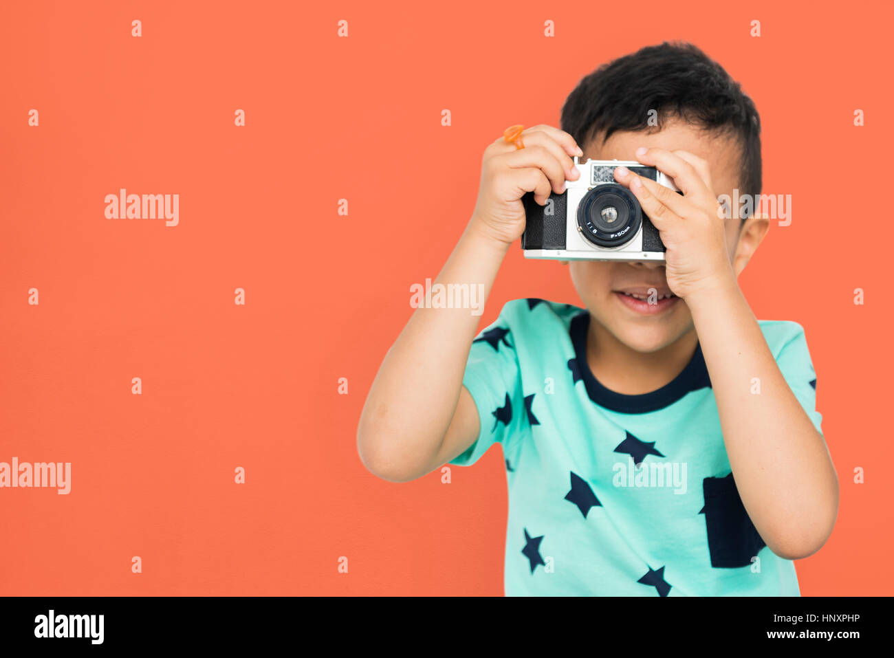 Little Boy Camera Studio Concept Stock Photo - Alamy