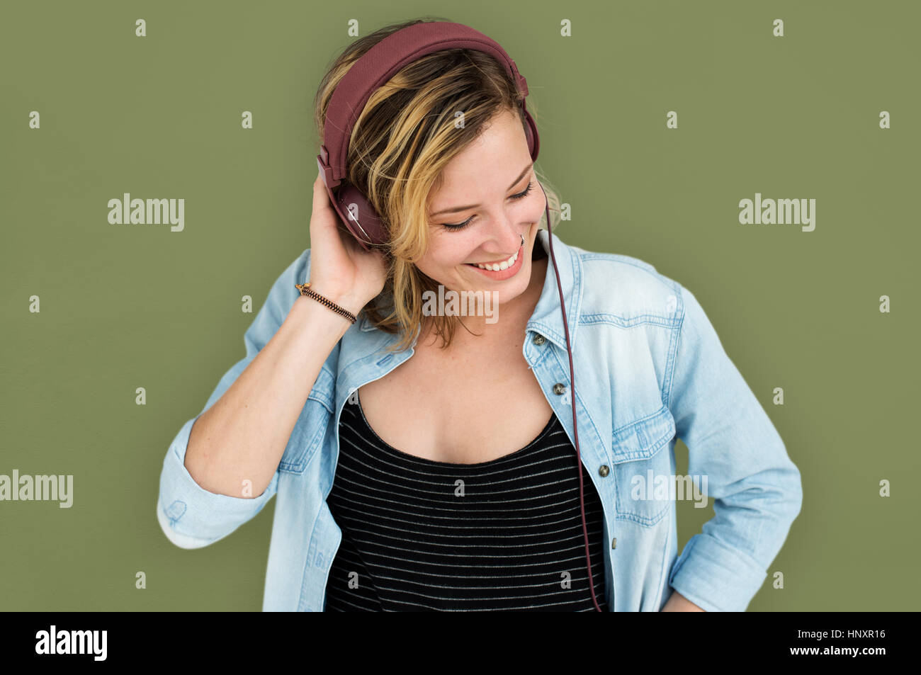 Caucasian Lady Embarassed Studio Concept Stock Photo - Alamy