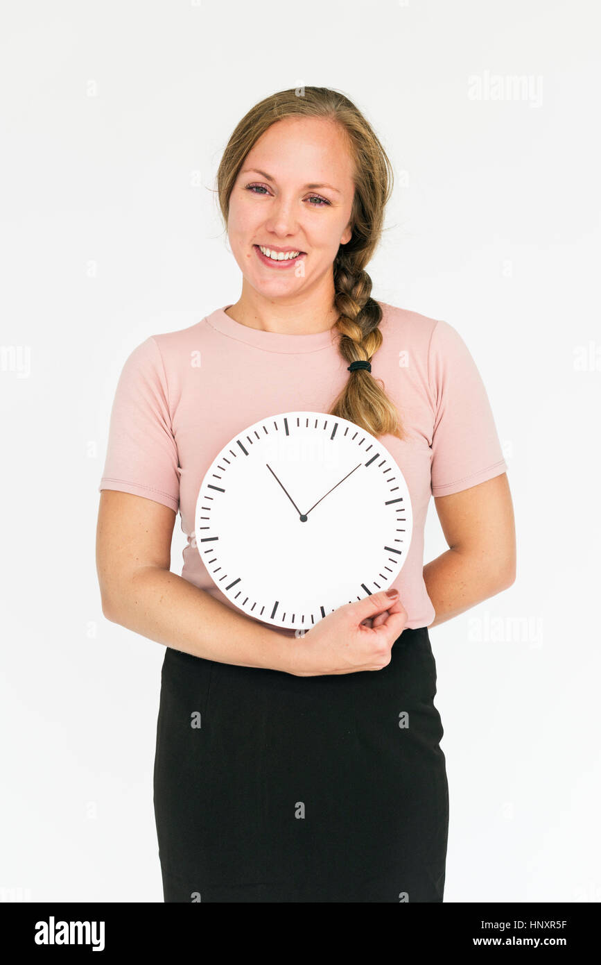 Woman Smiling Happiness Time Management Portrait Concept Stock Photo ...
