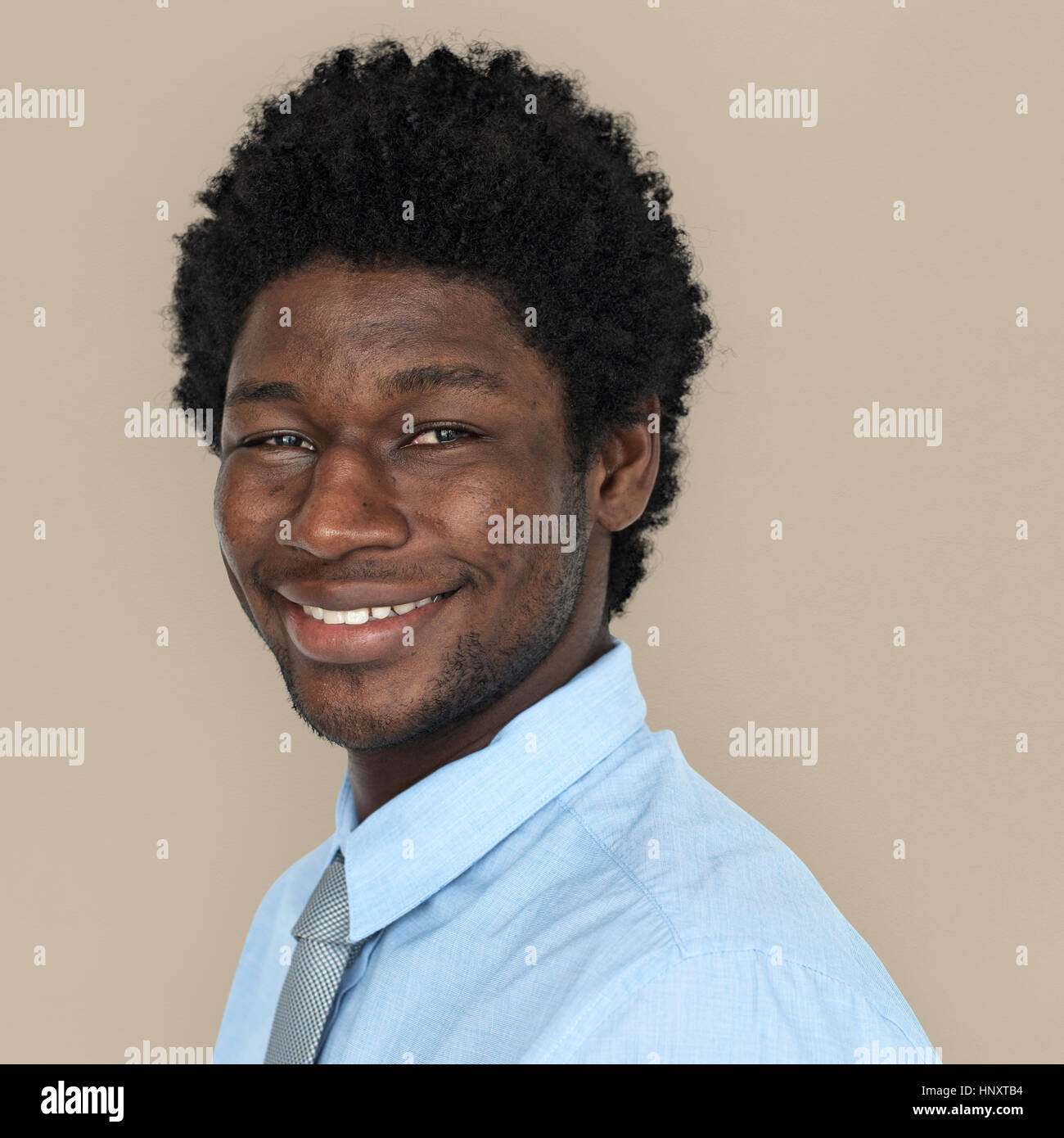 African Descent Man Smiling Side Concept Stock Photo - Alamy