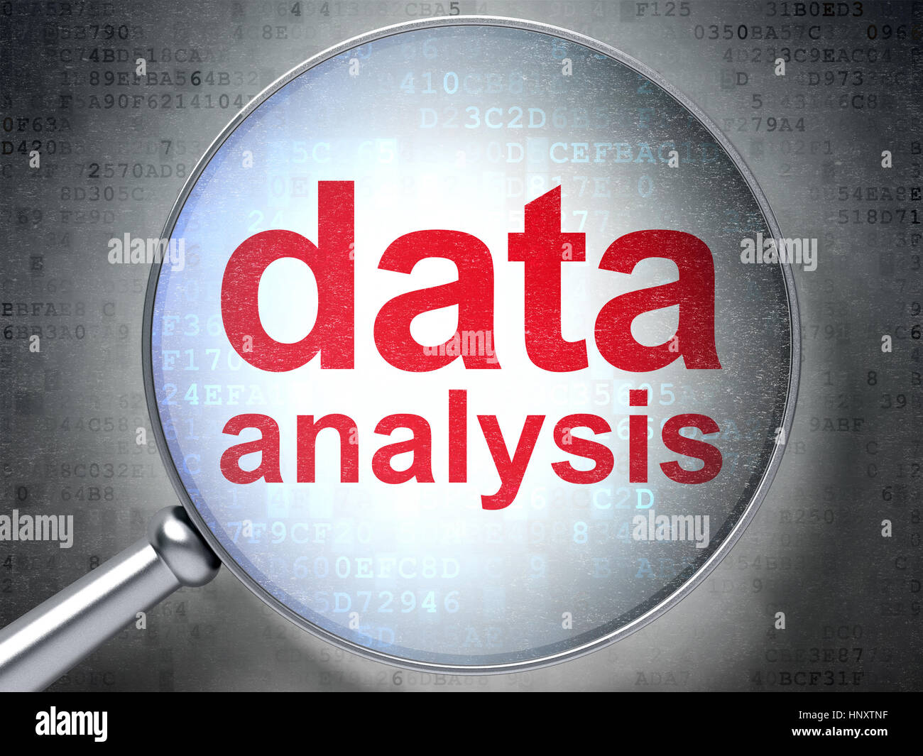 Data concept: Data Analysis with optical glass Stock Photo - Alamy