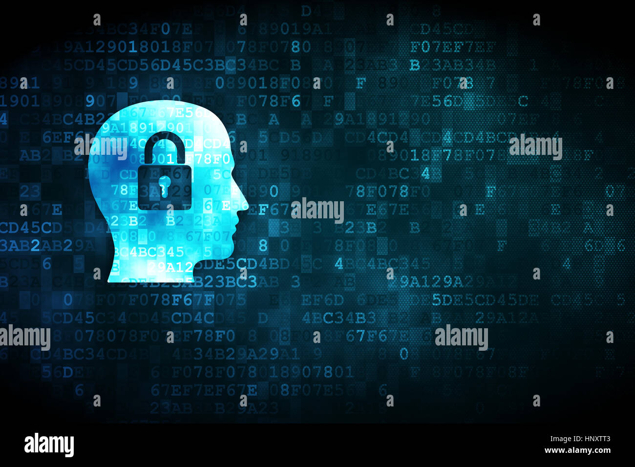Data concept: Head With Padlock on digital background Stock Photo - Alamy