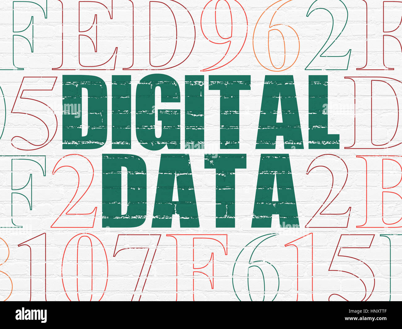 Information concept: Digital Data on wall background Stock Photo - Alamy