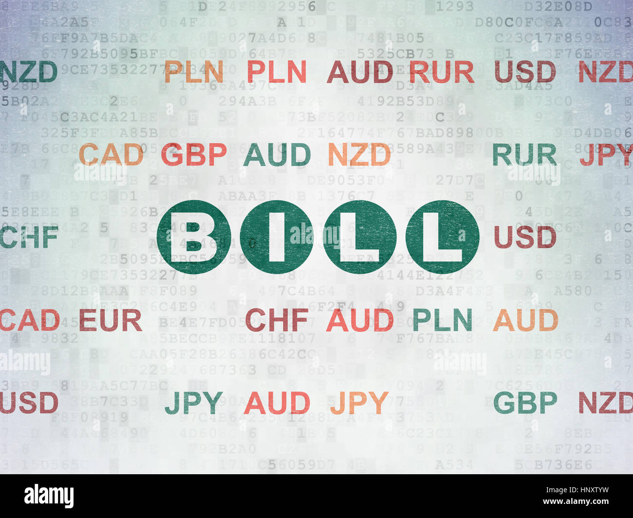 Banking concept: Bill on Digital Data Paper background Stock Photo - Alamy