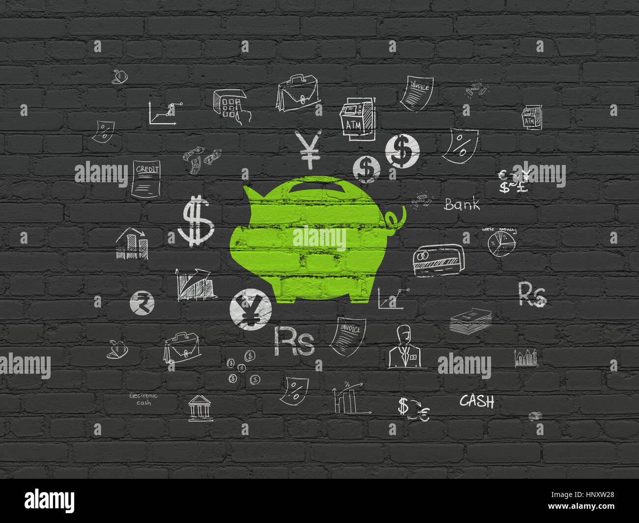 Banking concept: Money Box on wall background Stock Photo - Alamy