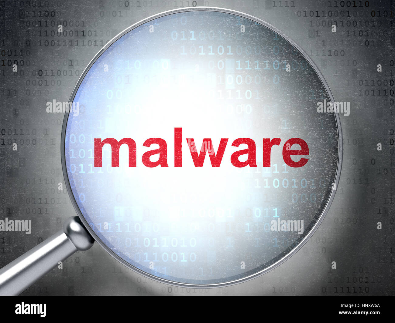 Protection concept: Malware with optical glass Stock Photo - Alamy