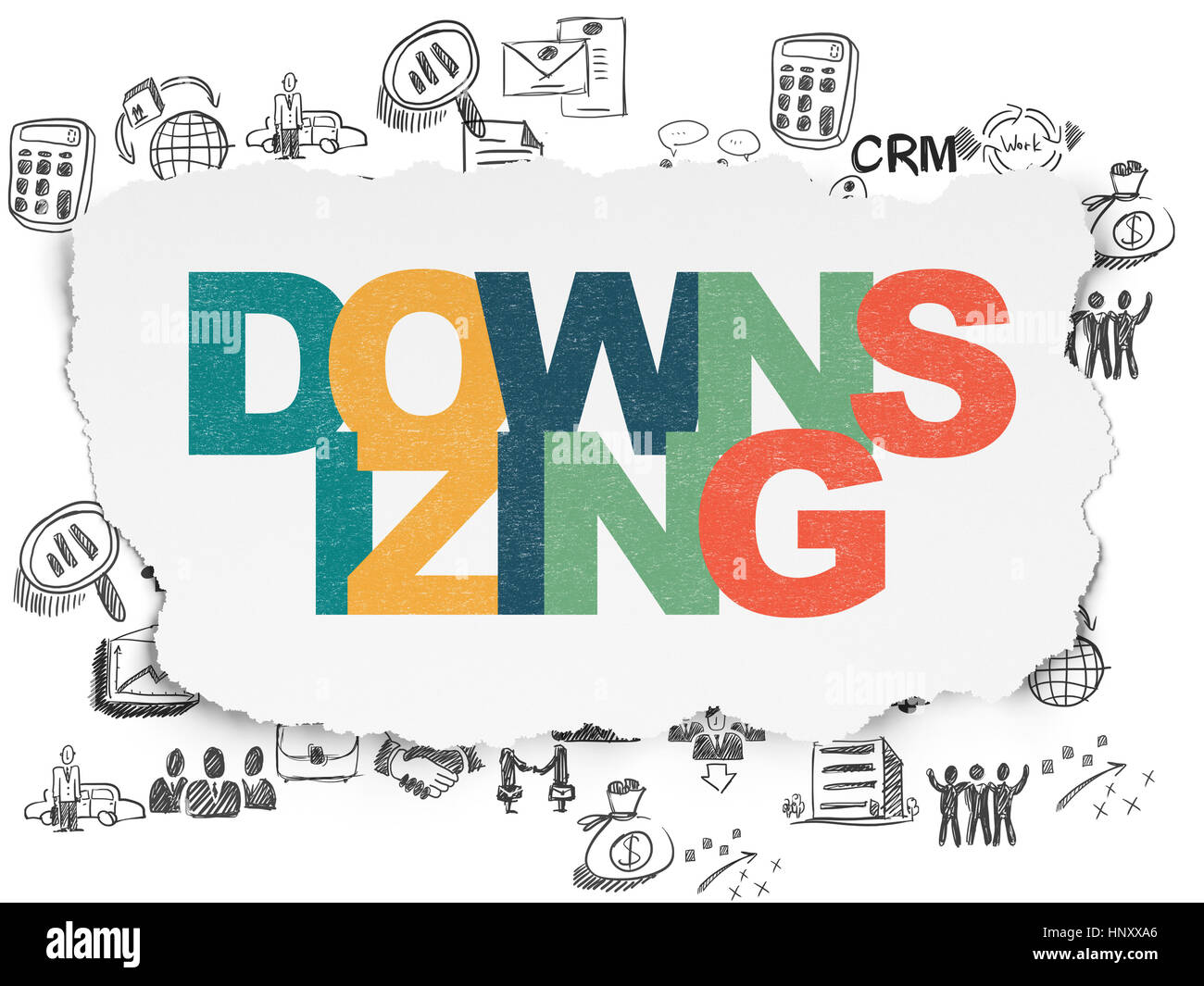 Finance concept: Downsizing on Torn Paper background Stock Photo - Alamy