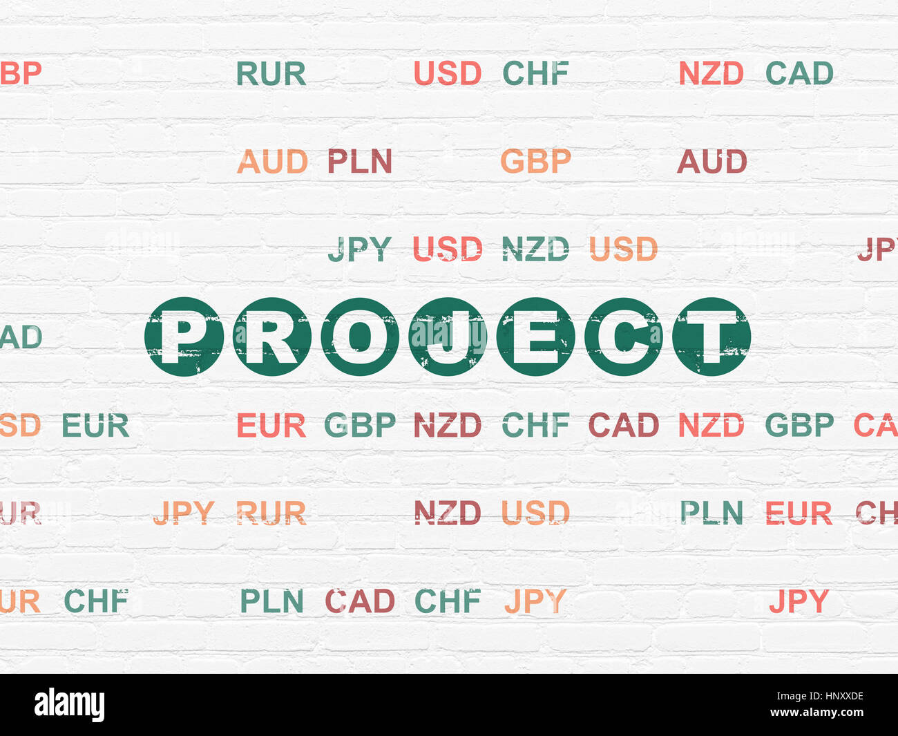 Finance concept: Project on wall background Stock Photo - Alamy