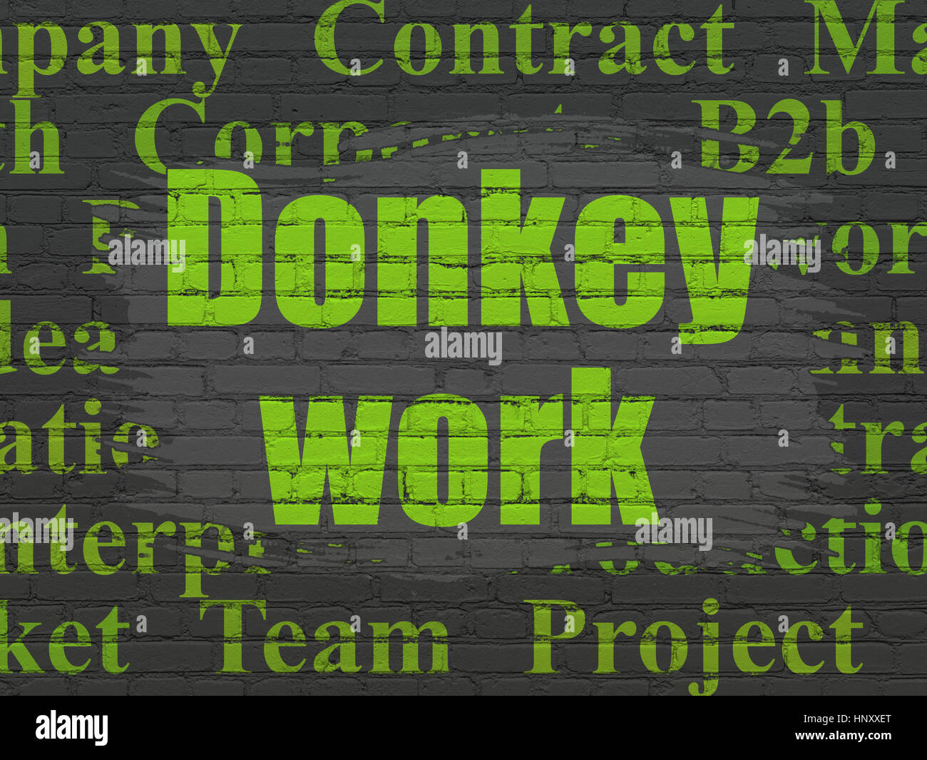 Finance concept: Donkey Work on wall background Stock Photo - Alamy