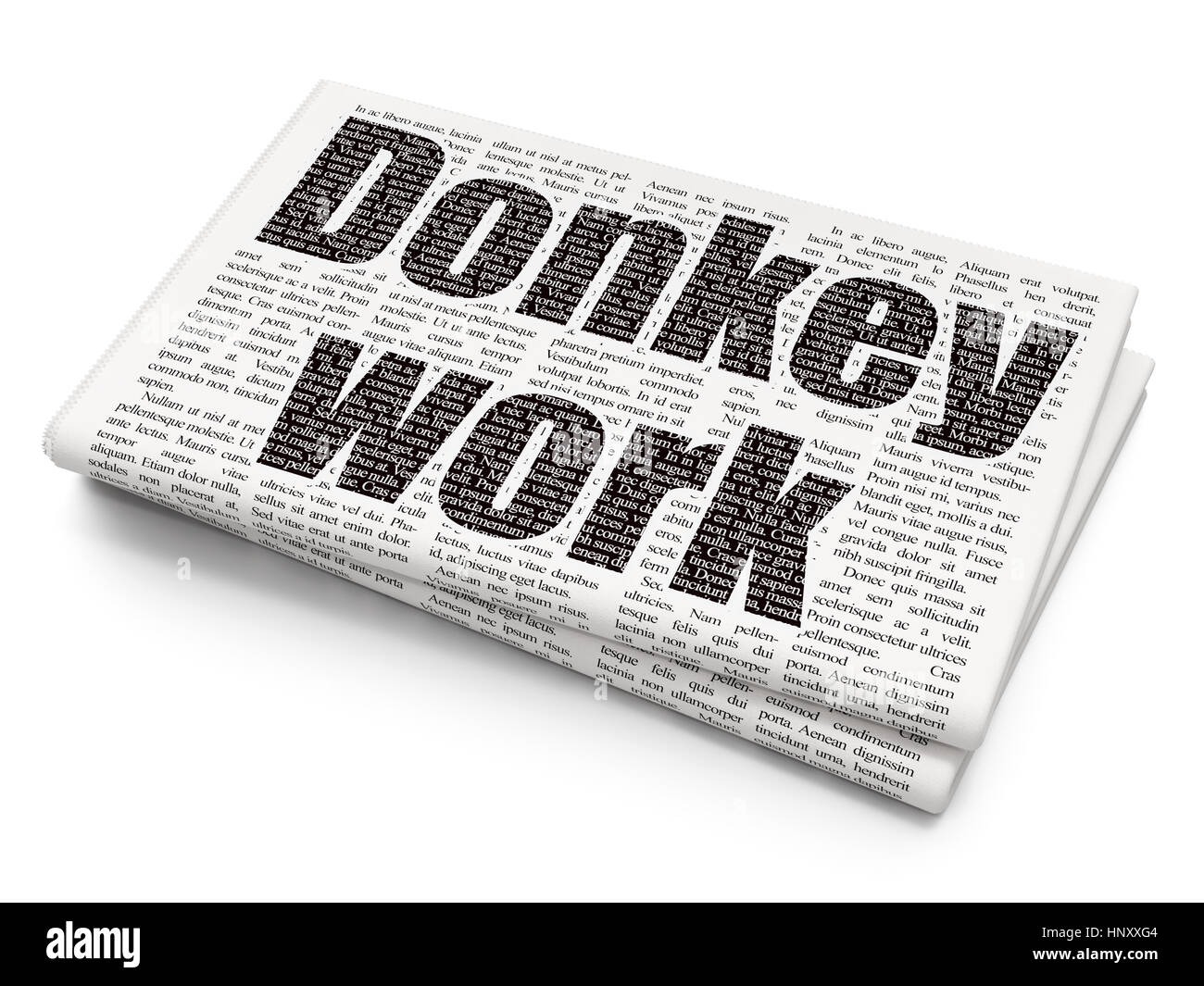 Finance concept: Donkey Work on Newspaper background Stock Photo - Alamy